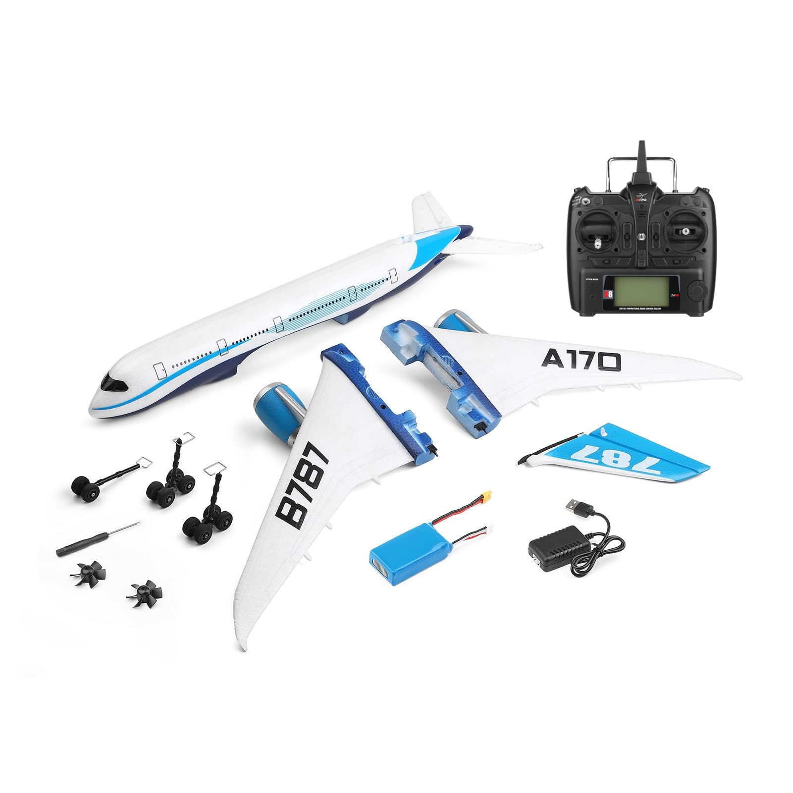 RKSTD RC Plane, 4 Channel RC Plane, 2.4Ghz RC Plane, Ready to Fly EPO Foam Material RC Glider with 6-Axis Gyroscope, Brushless Motor, Suitable for Beginners, Kids and Adults