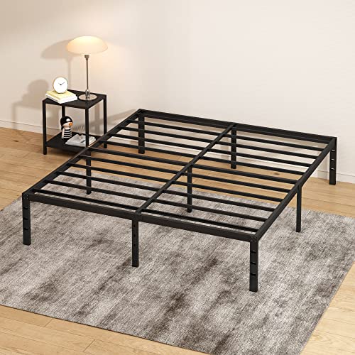 HLIPHA California King Size Metal Platform Bed Frame with Heavy Duty Metal Slat Support,16" Height Easy Assembly Mattress Foundation,No Box Spring Needed,Black
