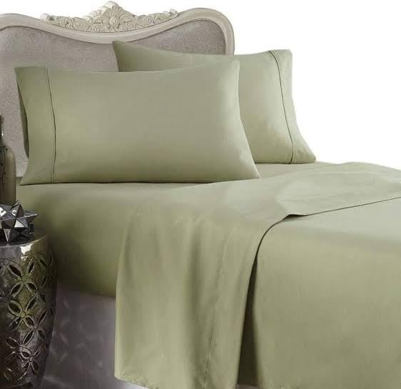 TASHMIA Sheet Set Twin Size 39"x 75" x 26" Deep Pocket 100% Egyptian Cotton 600 Thread Count Soft & Silky Sateen Weave Sheets Sage Solid