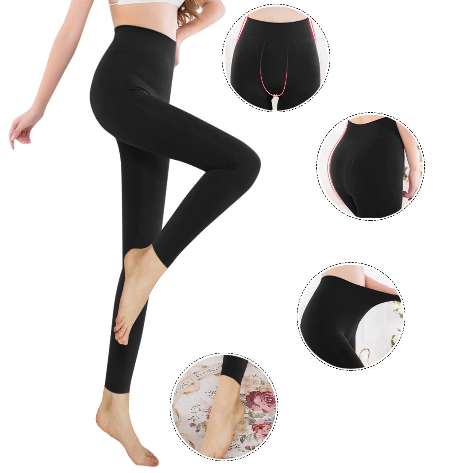 SpuunaW Womens Thermal Thickened Bottoms Fleece Lined Winter Leggings Long Opaque Pants for Women Solid Seamless Leggings