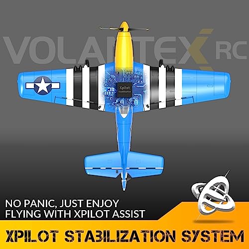 VOLANTEXRC RC Plane P51D Mustang RTF for Beginners, 2.4Ghz 4CH Remote Control Airplane Easy to Fly with Gyro Stabilization, Outdoor Hobby WWII Toy Gift for Kids & Adults (Blue)