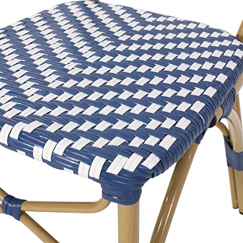 Christopher Knight Home Picardy Bistro Set, Navy Blue + White + Bamboo