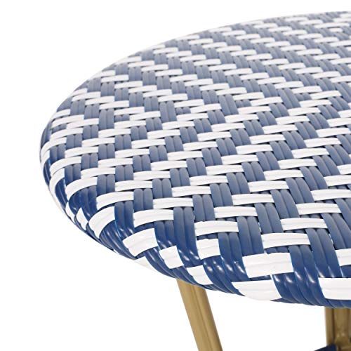 Christopher Knight Home Picardy Bistro Set, Navy Blue + White + Bamboo