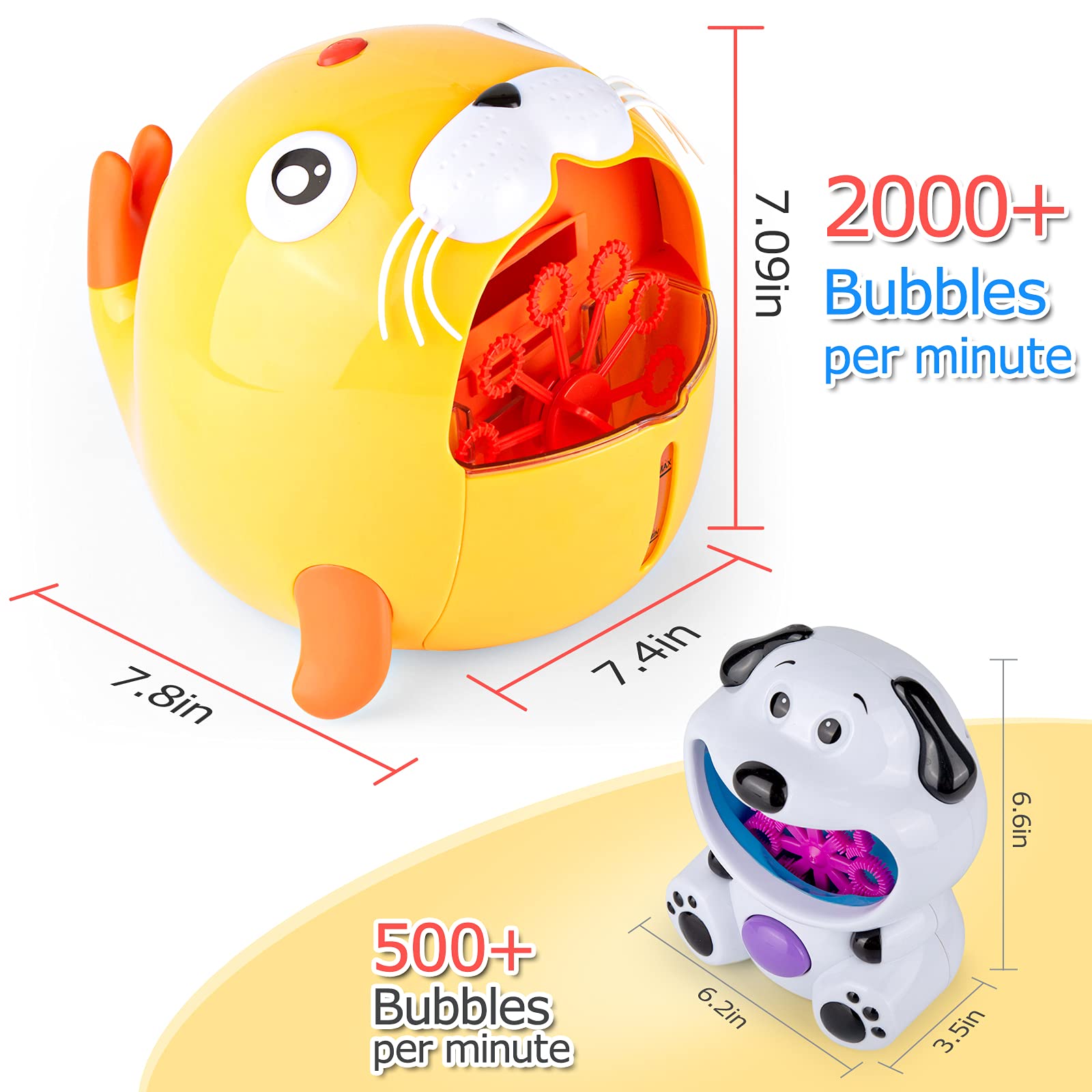 KINDIARY Bubble Machine, Automatic Bubble Blower, Portable Bubble Maker for Kids Toddlers with 5000+ Bubbles/min, 2 Speeds, 12.8oz Capacity, Powered by Plug-in or Batteries for Indoor Outdoor Parties