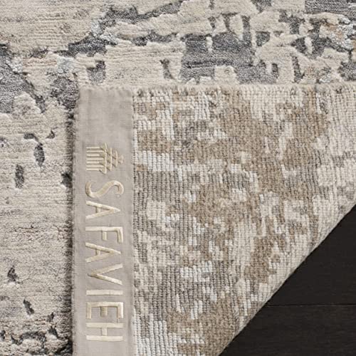 Safavieh Tiffany Collection 6' x 9' Grey/Beige TFN212A Hand-Knotted Viscose Living Room Dining Bedroom Area Rug