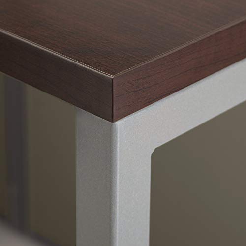 Bush Business Furniture Easy Office L Shaped Cubicle Desk with File Cabinet and 66H Panels, 60Wx60H, Mocha Cherry