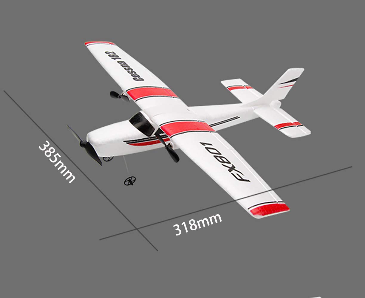 RC Plane Remote Control Airplane - PLRB Toys 2.4Ghz 2 Channels DIY RC Airplane Radio Control Cessna 182 Aircraft EPP Foam Glider Toys (Two Batteries)