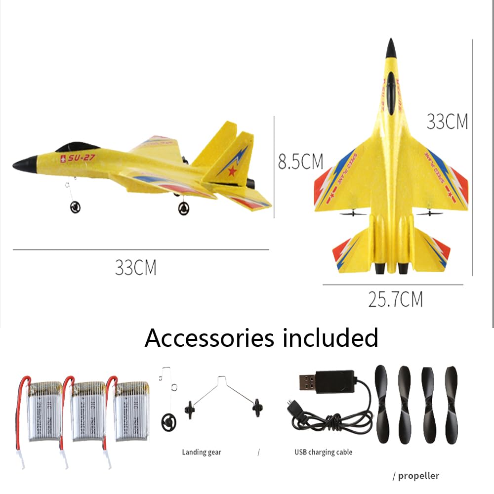 RC Plane,Su-27 Remote Control Airplane,2 Channel 2.4Ghz Remote Control Plane,Comes with 3 Batteries,Air Plane Glider Planes Kids for Boys Girls Adults Beginners