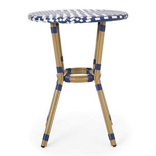 Christopher Knight Home Picardy Bistro Set, Navy Blue + White + Bamboo
