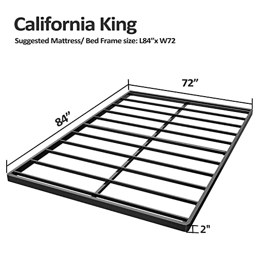 ZIYOO California King Box Spring / 2 Inch Low Profile Bunkie Board Bed Slat Replacement Metal Structure/Low Mattress Foundation,Noise Free, Easy Assembly-Black (Not Included Cover Set)