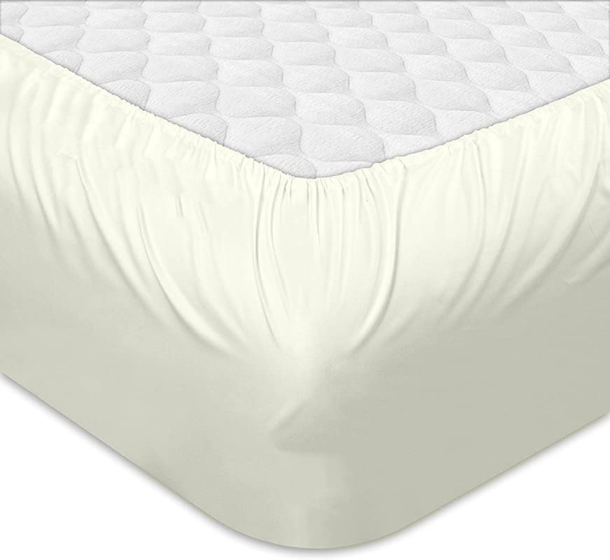 Gold Moon 400-Thread-Count 100% Egyptian Cotton King Size Sheet Set, Super Soft, Breathable, Solid Sateen Finish, 4 Piece Set, 16 Deep Pocket, Ivory
