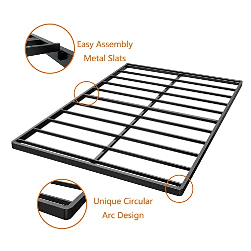 ZIYOO California King Box Spring / 2 Inch Low Profile Bunkie Board Bed Slat Replacement Metal Structure/Low Mattress Foundation,Noise Free, Easy Assembly-Black (Not Included Cover Set)