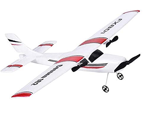 RC Plane Remote Control Airplane - PLRB Toys 2.4Ghz 2 Channels DIY RC Airplane Radio Control Cessna 182 Aircraft EPP Foam Glider Toys (Two Batteries)