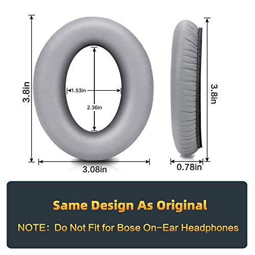 Premium Replacement Ear Pads for Bose QC35 & QC35ii Headphones Made by GEVO- Comfortable Adaptive Memory Foam and Extra Durable - Fits QuietComfort 35 & 35ii / SoundLink 1&2 AE(Over-Ear) (Silver)