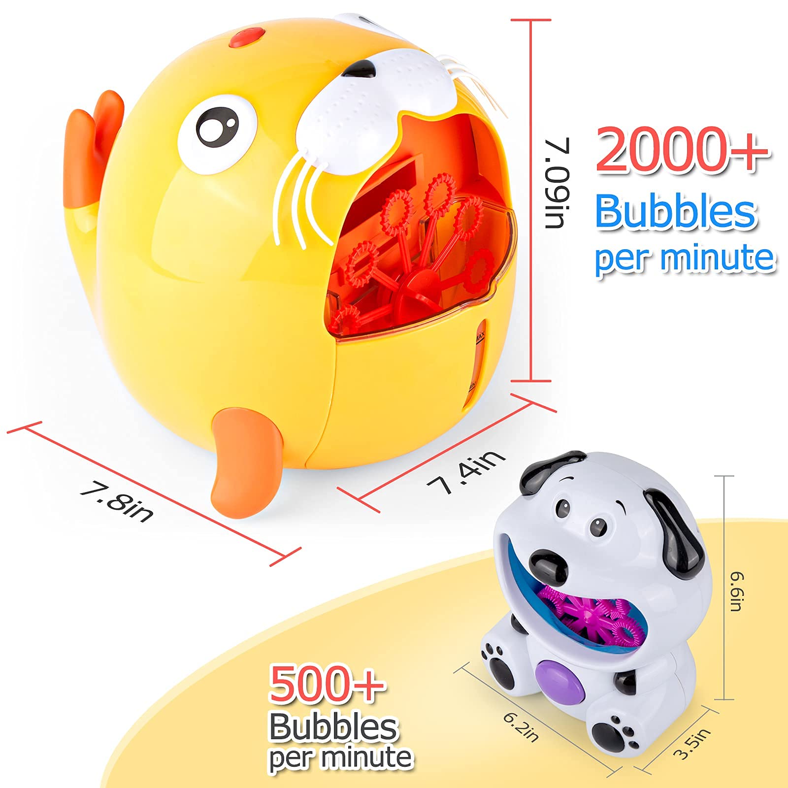 KINDIARY Bubble Machine, Automatic Bubble Blower, Portable Bubble Maker for Kids Toddlers with 5000+ Bubbles/min, 2 Speeds, 12.8oz Capacity, Powered by Plug-in or Batteries for Indoor Outdoor Parties
