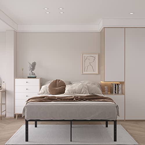 DURISO California King Size Bed Frame 14 Inch Tall California King Platform Heavy Duty Sturdy Metal Steel Max 3500lbs Easy to Assemble No Spring Box Needed No Noise Black