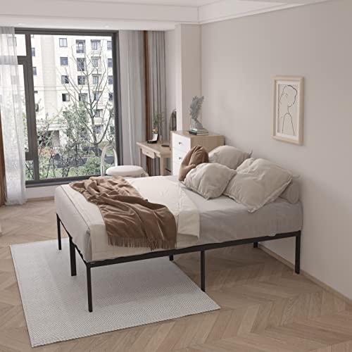 DURISO California King Size Bed Frame 14 Inch Tall California King Platform Heavy Duty Sturdy Metal Steel Max 3500lbs Easy to Assemble No Spring Box Needed No Noise Black
