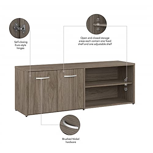 Bush Business Furniture Studio C Low Storage Cabinet with Doors and Shelves, Modern Hickory