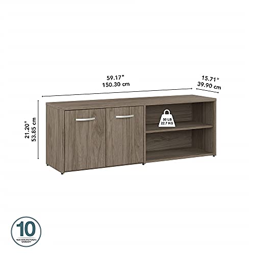 Bush Business Furniture Studio C Low Storage Cabinet with Doors and Shelves, Modern Hickory
