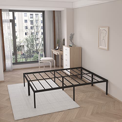 DURISO California King Size Bed Frame 14 Inch Tall California King Platform Heavy Duty Sturdy Metal Steel Max 3500lbs Easy to Assemble No Spring Box Needed No Noise Black