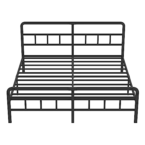 Richwanone 14 inch California King Bed Frames with Headboard and Footboard, Heavy Duty Metal Platform with Steel Slat Support, No Box Spring Needed, Easy Assembly, Black