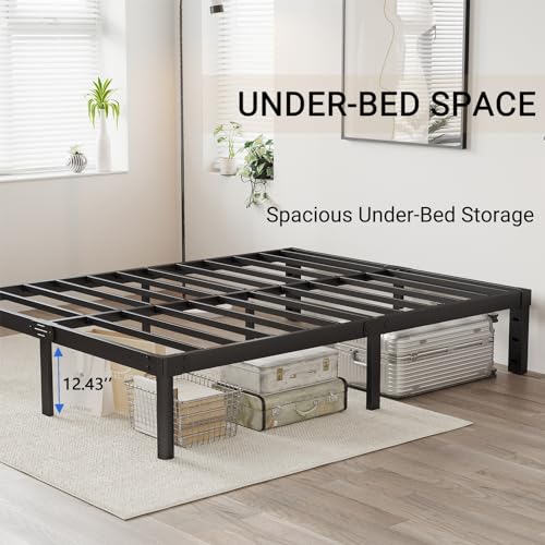 SunnyDaze 14 Inch High Platform California King Bed Frames No Box Spring Needed, Metal Cal King Bed Frame, Heavy Duty, Easy Assembly, Noise Free, Black