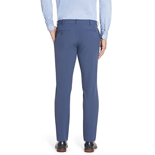 Van Heusen Men's Stain Shield Stretch Slim Fit Flat Front Dress Pant, Blueberry Dust, 30W x 32L