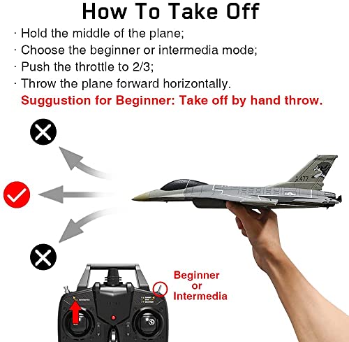 VOLANTEXRC 4CH RC Plane 2.4GHz RC Jet F-16 Fighting Falcon RC Airplane Fighter Ready to Fly with Xpilot Stabilizer System, One Key Aerobatic Perfect for Adults (761-10)