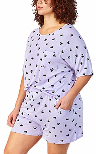 Disney Womens Short Pajama Set with Pockets (Purple, X-Large)