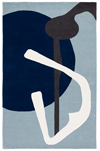 Safavieh Fifth Avenue Collection 8' x 10' Blue/Ivory FTV140M Handmade Mid-Century Modern Abstract Wool Area Rug