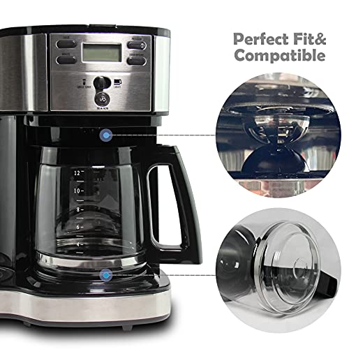 12-Cup Replacement Glass Carafe Pot Compatible with Hamilton Coffee Maker Models 46310, 49976, 49966, 49350, 49957, 49954, 49933, 49980A, 49980Z, 49983, 49618, 46300, 49950
