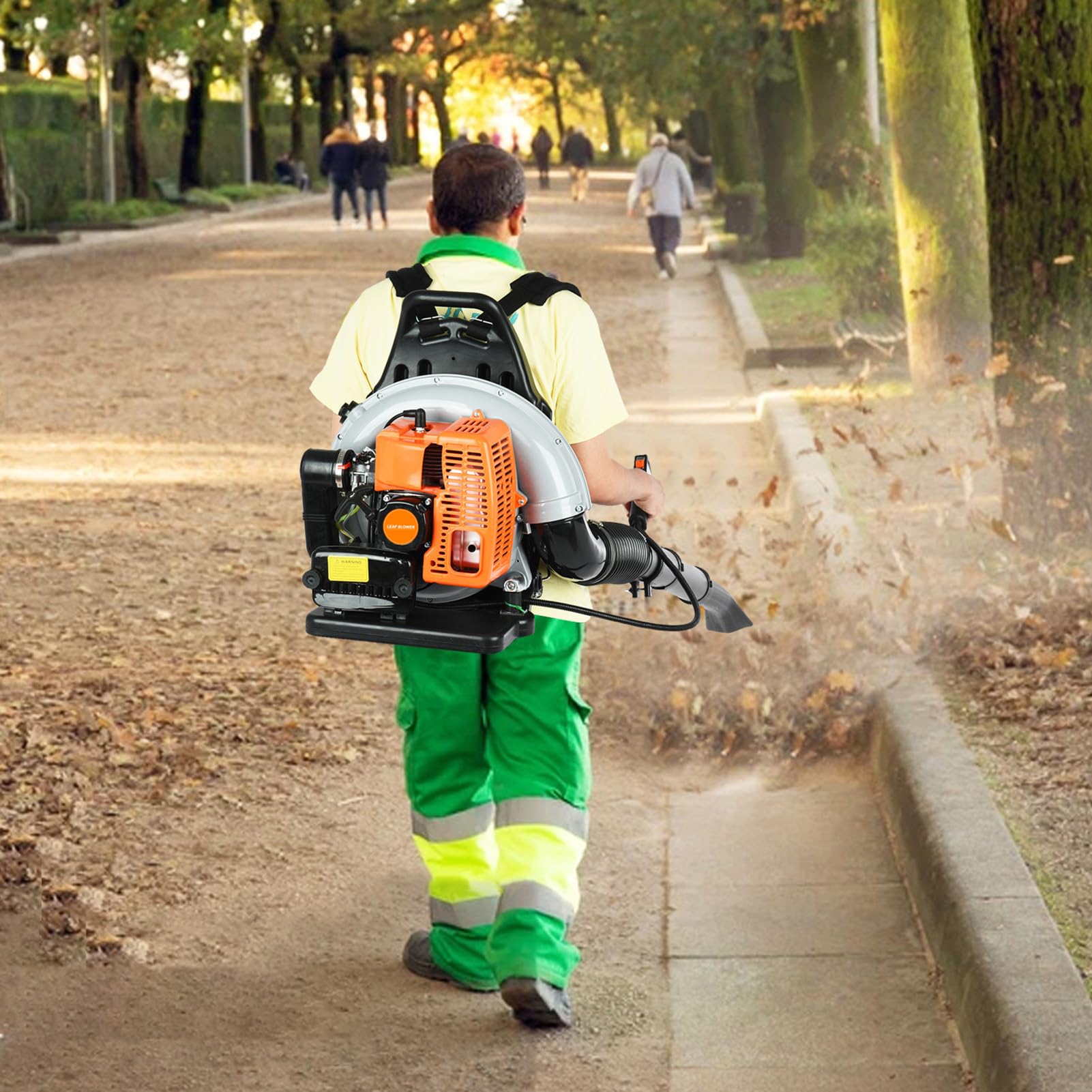 665 CFM Leaf Blower, Gas Blower, Electric Leaf Blower for Lawn Care, Backpack Blower, 1 Set Leaf Blower 2-Stroke Engine Multi-purpose 63 Cubic Centimeter High Strength Snow Blower for Outdoor (Orange)