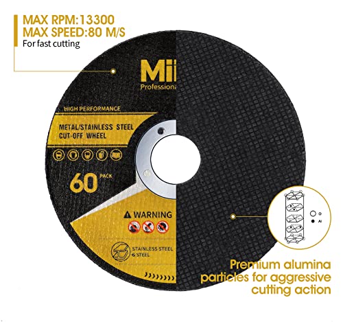 MIDO Professional Abrasive Cut Off Wheels 60 PCS Angle Grinder Cutting Disc 4-1/2" x .045" x 7/8" Ultra Thin Cut Off Wheel for Metal