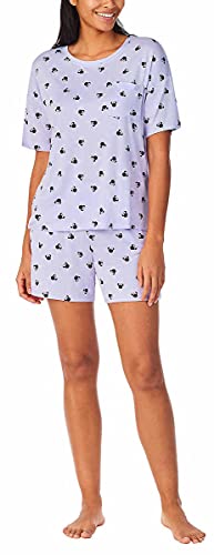 Disney Womens Short Pajama Set with Pockets (Purple, X-Large)