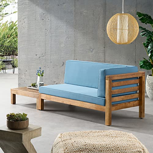 Christopher Knight Home 316582 Oana Patio Conversation Sets, Teak + Blue