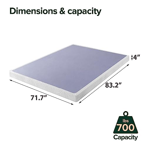 ZINUS Metal Box Spring with Wood Slats, 4 Inch Mattress Foundation, Sturdy Steel Structure, Easy Assembly, California King