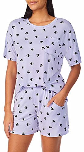 Disney Womens Short Pajama Set with Pockets (Purple, X-Large)