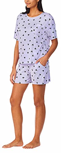 Disney Womens Short Pajama Set with Pockets (Purple, X-Large)