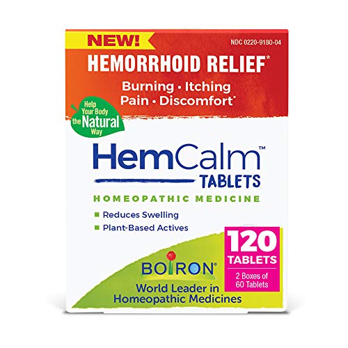 Boiron HemCalm Tablets for Hemorrhoid Relief of Pain, Itching, Swelling or Discomfort - 120 Count (Pack of 1)