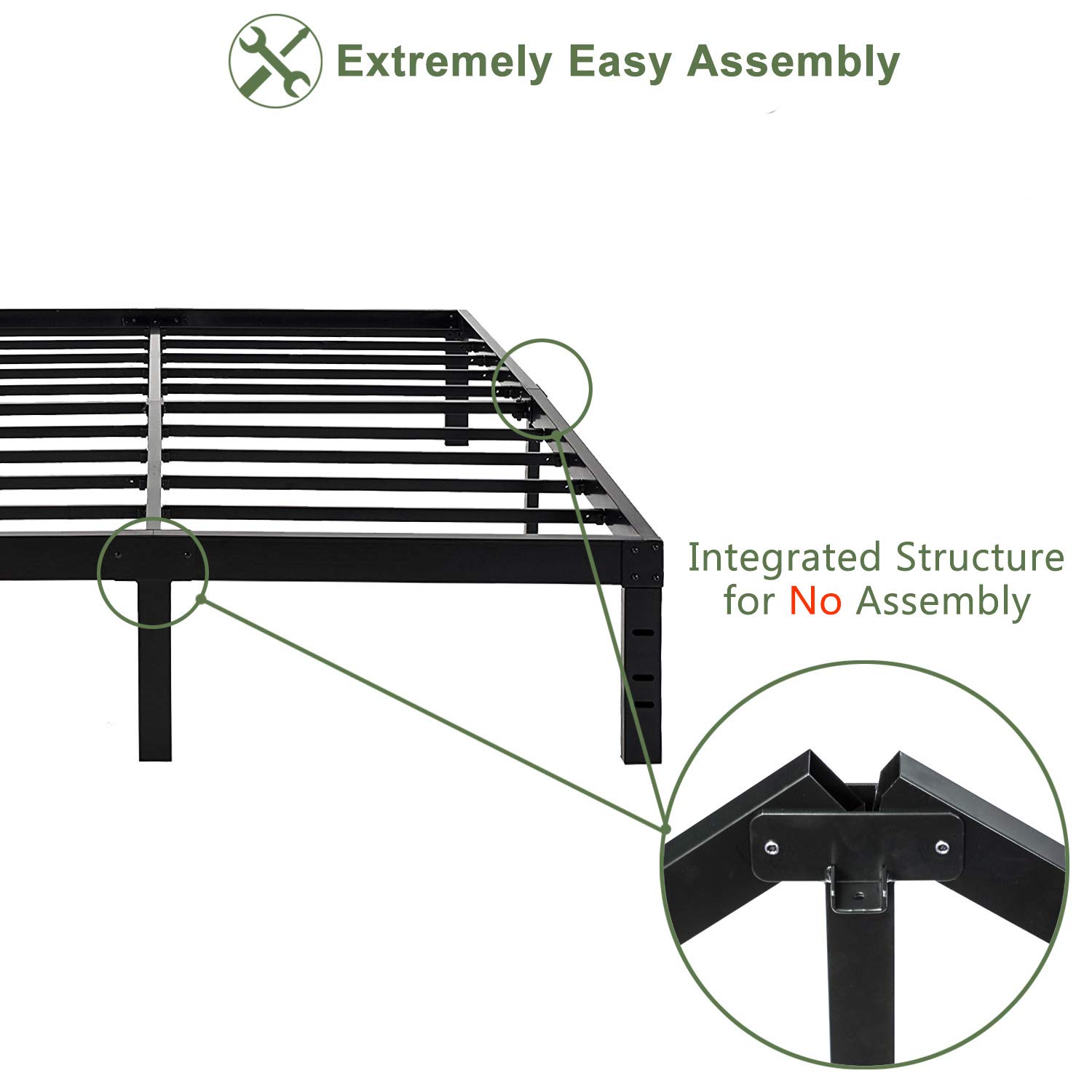 45MinST 14 Inch Reinforced Platform Bed Frame/3500lbs Heavy Duty/Easy Assembly Mattress Foundation/Steel Slat/Noise Free/No Box Spring Needed, California King