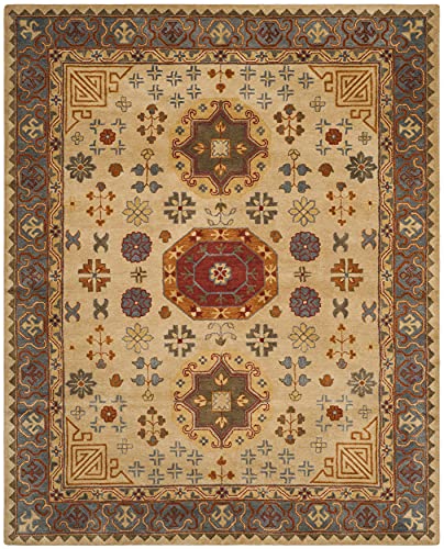 SAFAVIEH Heritage Collection 9' x 12' Beige / Multi HG402A Handmade Traditional Oriental Premium Wool Area Rug