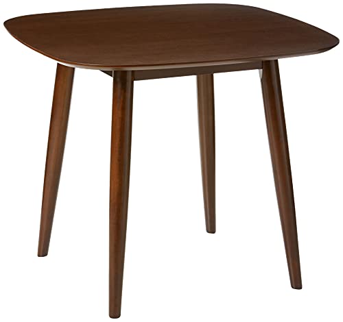Christopher Knight Home Barron Fabric with Walnut Finish Dining Chairs, 2-Pcs Set, Light Grey/Walnut & Bass Mid Century Modern Square Faux Wood Dining Table, Walnut Finish