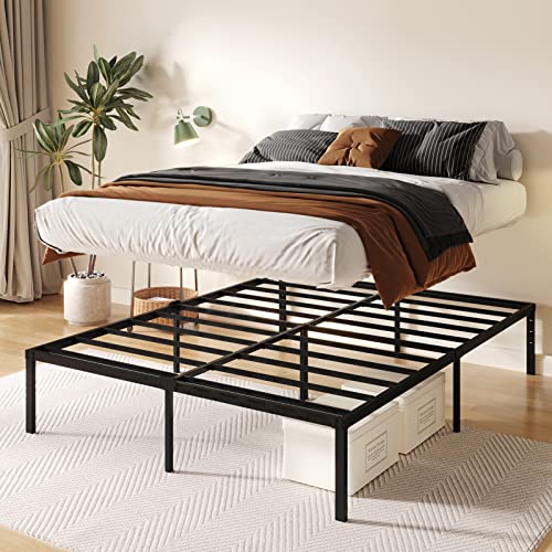 Kilyssa 18 Inch Tall California King Bed Frames,Heavy Duty Metal Platform Beds Frame No Box Spring Needed Steel Slats 3500lbs Bed Base Cal King Size,Noise-Free,Easy Assembly