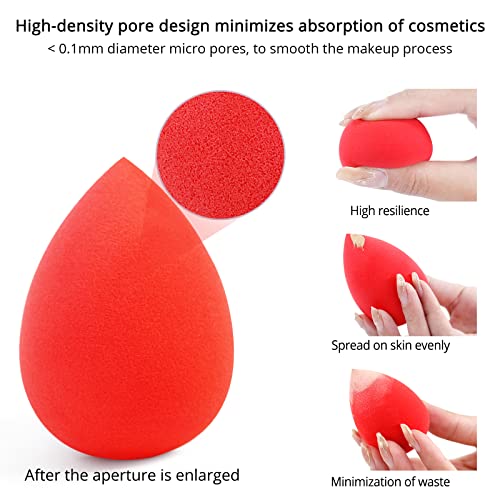 BEAKEY 5 Pcs Makeup Sponge Set, Foundation Blending Beauty Sponge, Flawless for Liquid, Cream, and Powder, Multi-colored Makeup Sponges