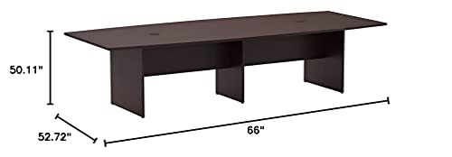 Bush Business Furniture 120" x 48" Boat Top Conference Table with Wood Base, Mocha Cherry