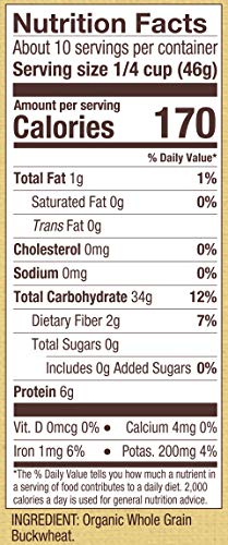 Bob's Red Mill Organic Gluten Free Buckwheat Groats, 16-ounce (Pack of 4)