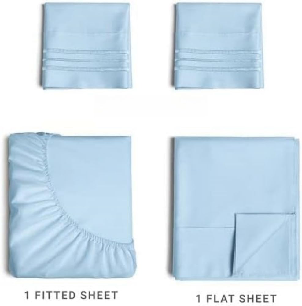 Luxurious Sateen Cotton Full Size Sheet Set: 100% Cotton Sheets,Soft, and Hotel Quality Bedding