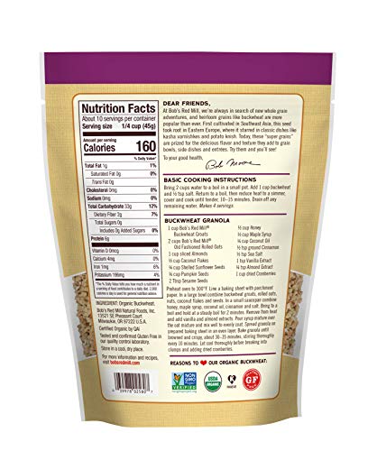 Bob's Red Mill Organic Gluten Free Buckwheat Groats, 16-ounce (Pack of 4)