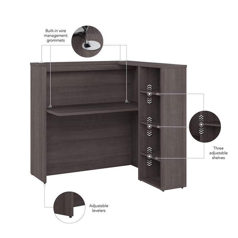 Bush Business Furniture Studio C Corner Bar Cabinet with Shelves, 48W, Storm Gray
