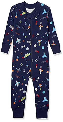 Moon and Back by Hanna Andersson Unisex Babies' one-Piece Organic Cotton Footless Pajamas, Space, 3-6 Months